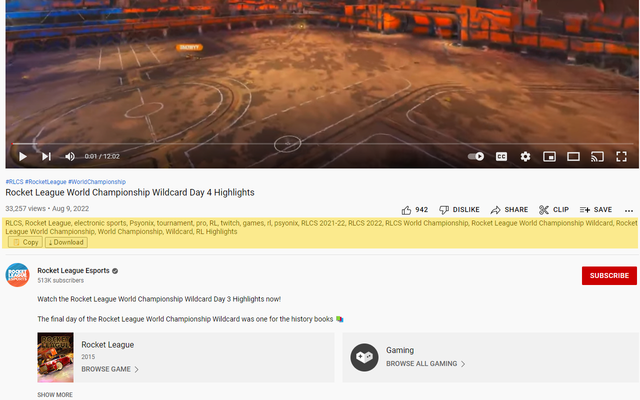 YouTube Video Keywords
